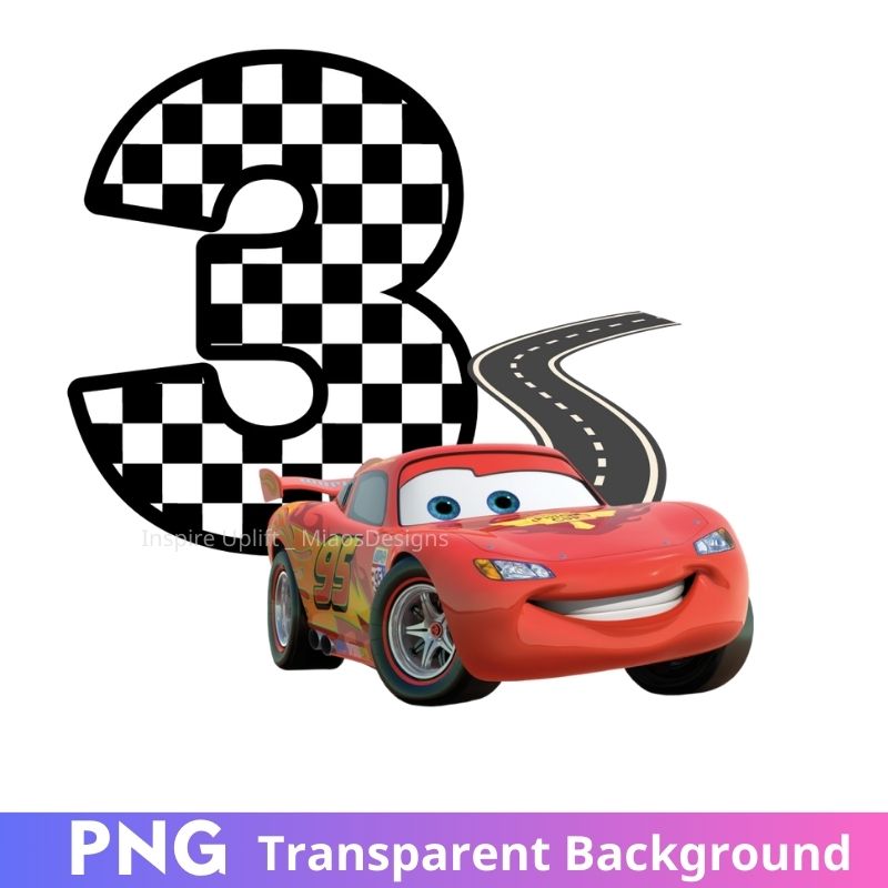 Disney Cars 3rd Birthday Boy Three PNG Image Transparent | Inspire Uplift