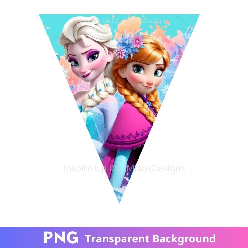Frozen Triangle Flag Banner Birthday PNG | Inspire Uplift