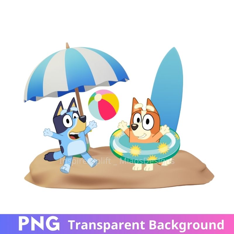 Bluey Summer Beach Party PNG Transparent Images | Inspire Uplift