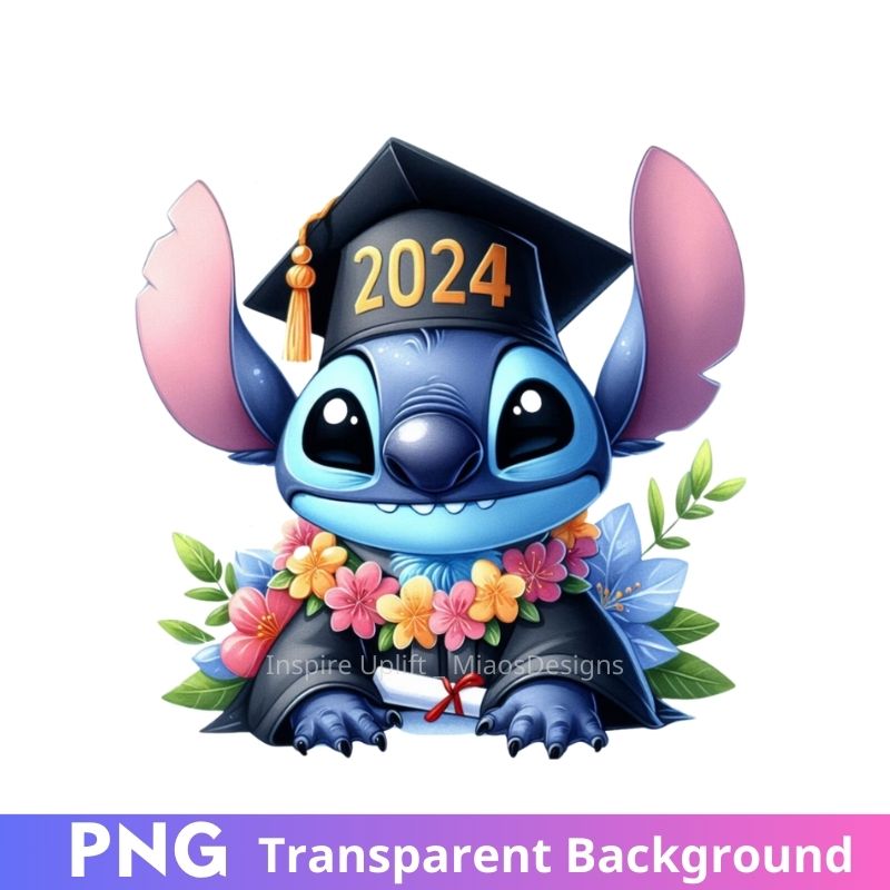 Stitch Graduation 2024 PNG Clipart Transparent Image | Inspire Uplift