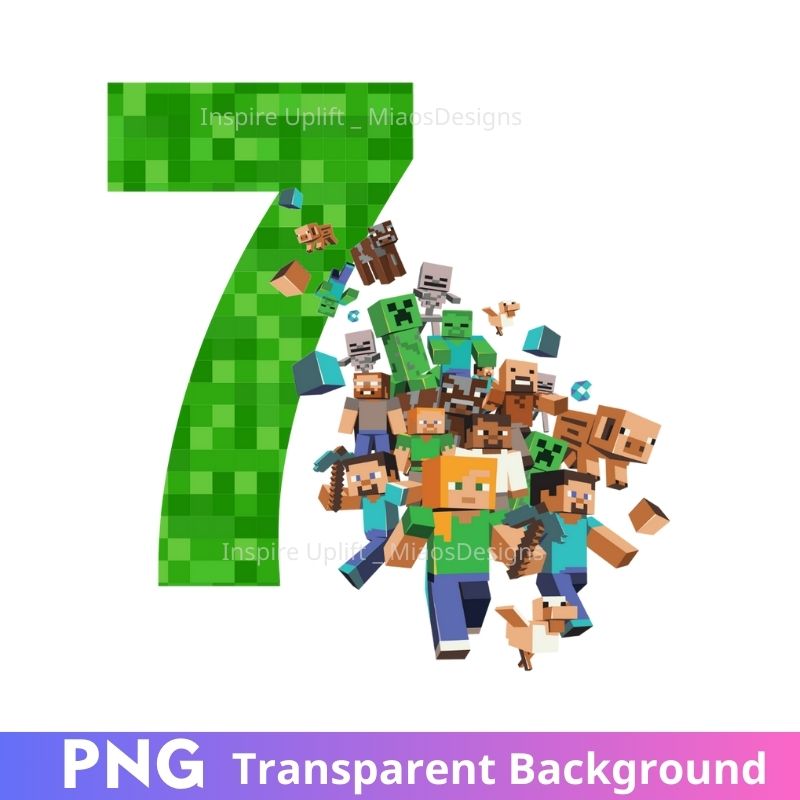 Minecraft 7th Birthday Party PNG Clipart Image Seven - Inspire Uplift