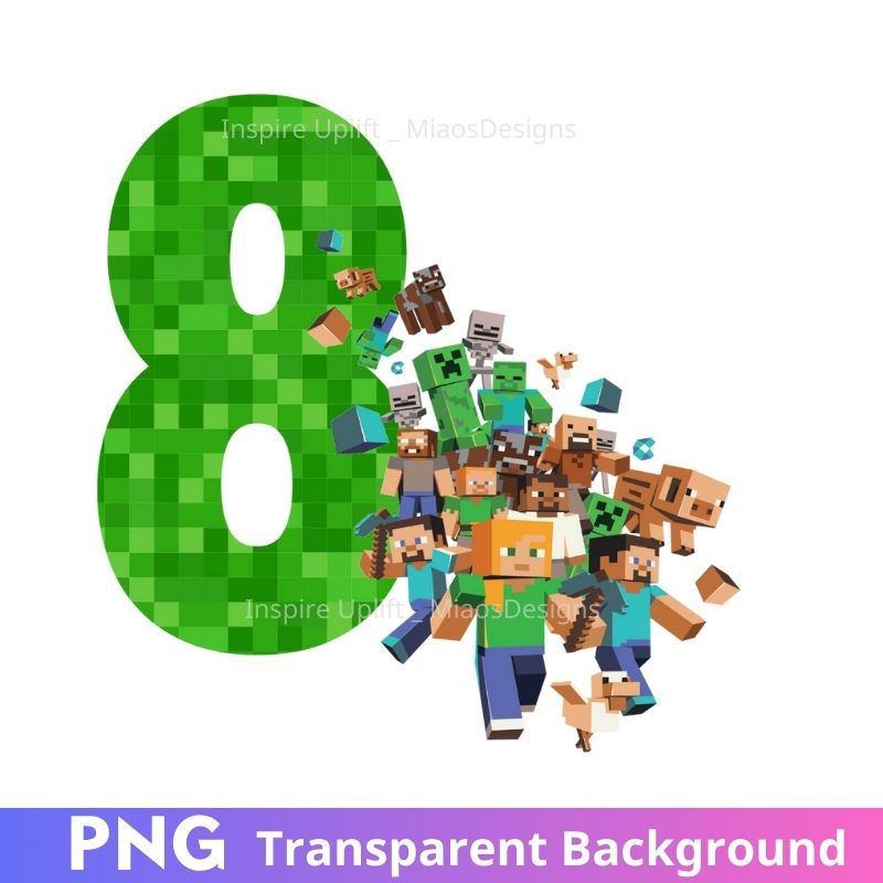 Minecraft 8th Birthday Party PNG Clipart Image Eight | Inspire Uplift