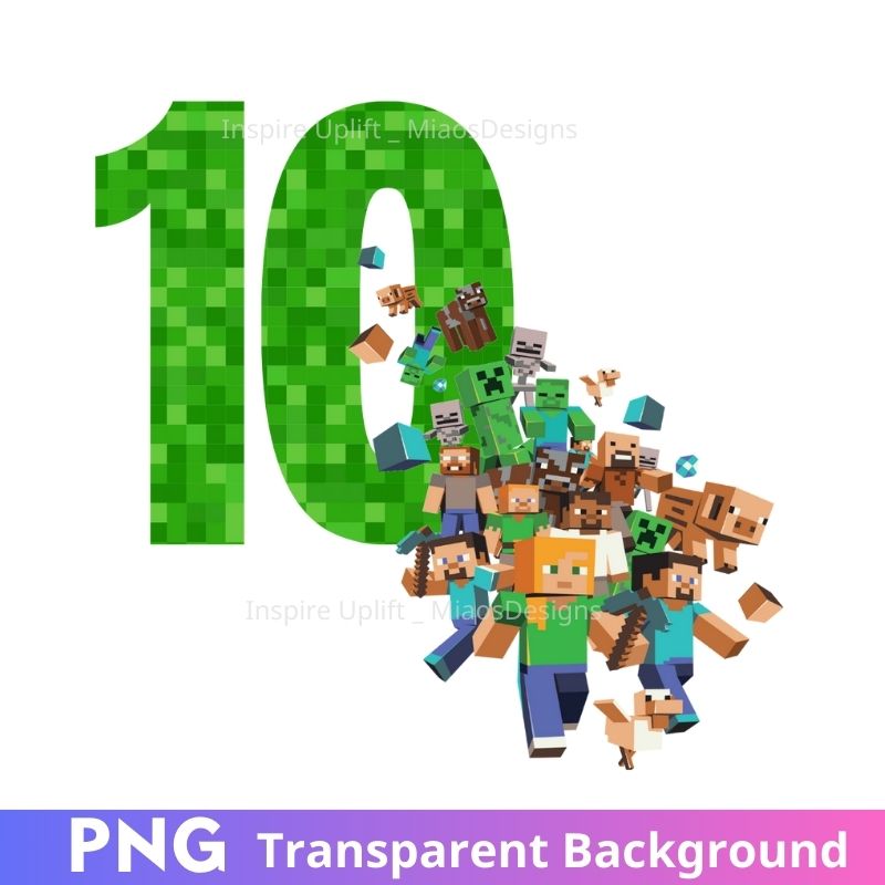 Minecraft 10th Birthday Party PNG Clipart Image Ten - Inspire Uplift