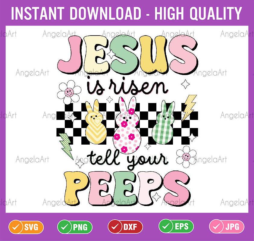 Jesus is Risen Tell Your Peeps Png, Easter Je-sus Cute Bunny - Inspire ...