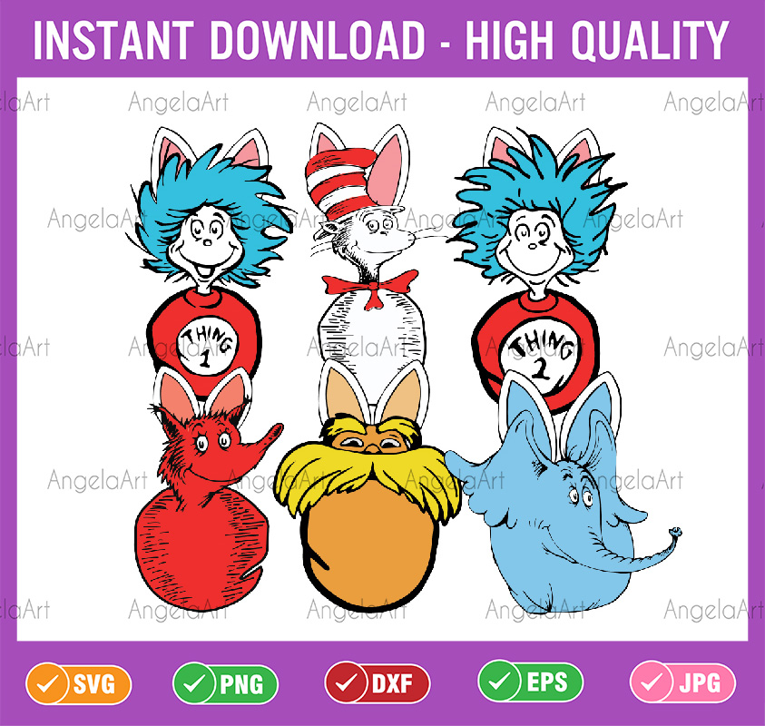 Dr Seuss Easter Bunny SVG, Funny Peeps SVG, Read Across Amer | Inspire ...