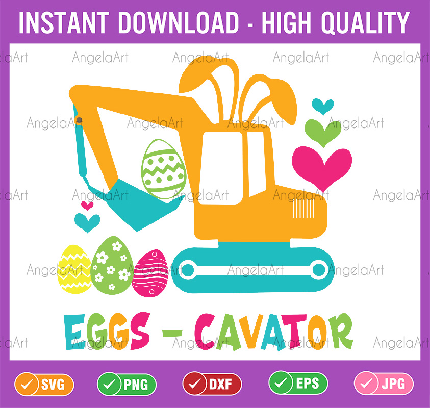 Construction Excavator Easter Day Egg Hunt Svg, Construction | Inspire ...