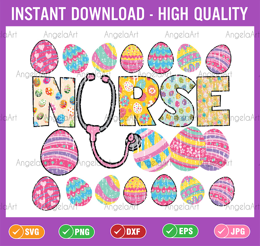 Easter Eggs Nurse Stethoscope Scrub Top Spring Squad Png, Ea - Inspire ...