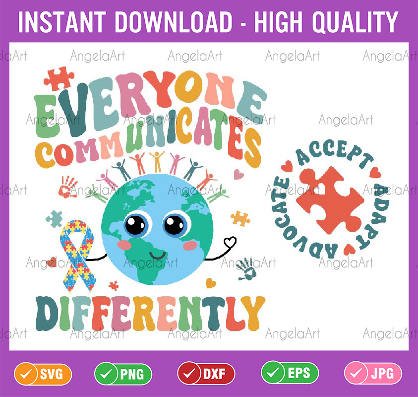 Everyone Communicates Differently Svg, Autism Teacher Month - Inspire ...