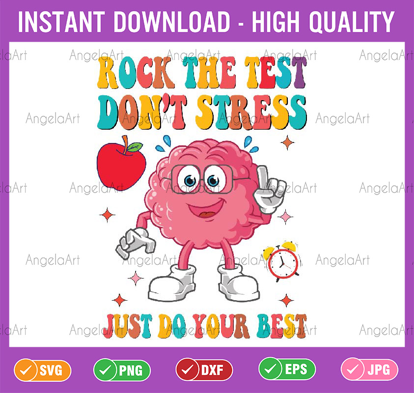 Rock the Test Don't Stress Testing Day Teacher Student Svg, - Inspire ...