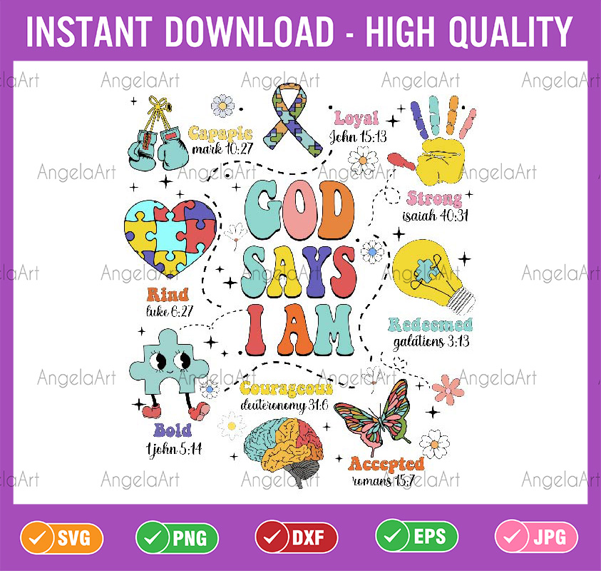 God Says I Am Autism Svg, Motivation Autism Svg Png, Je-sus - Inspire ...