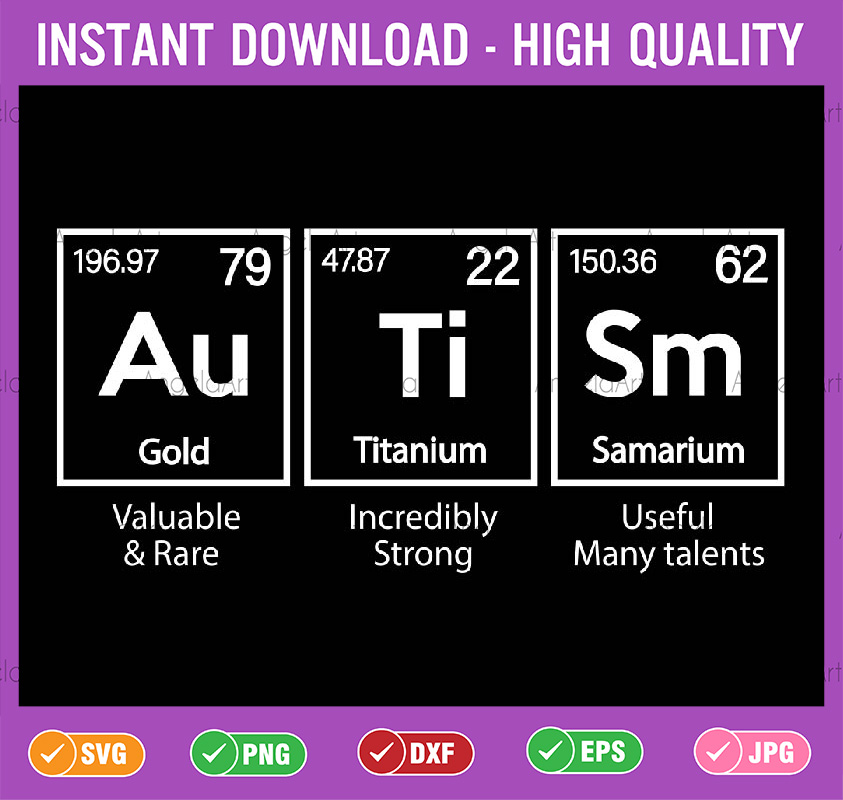 Autism Awareness Elements Periodic Table ASD Svg, Periodic A | Inspire ...