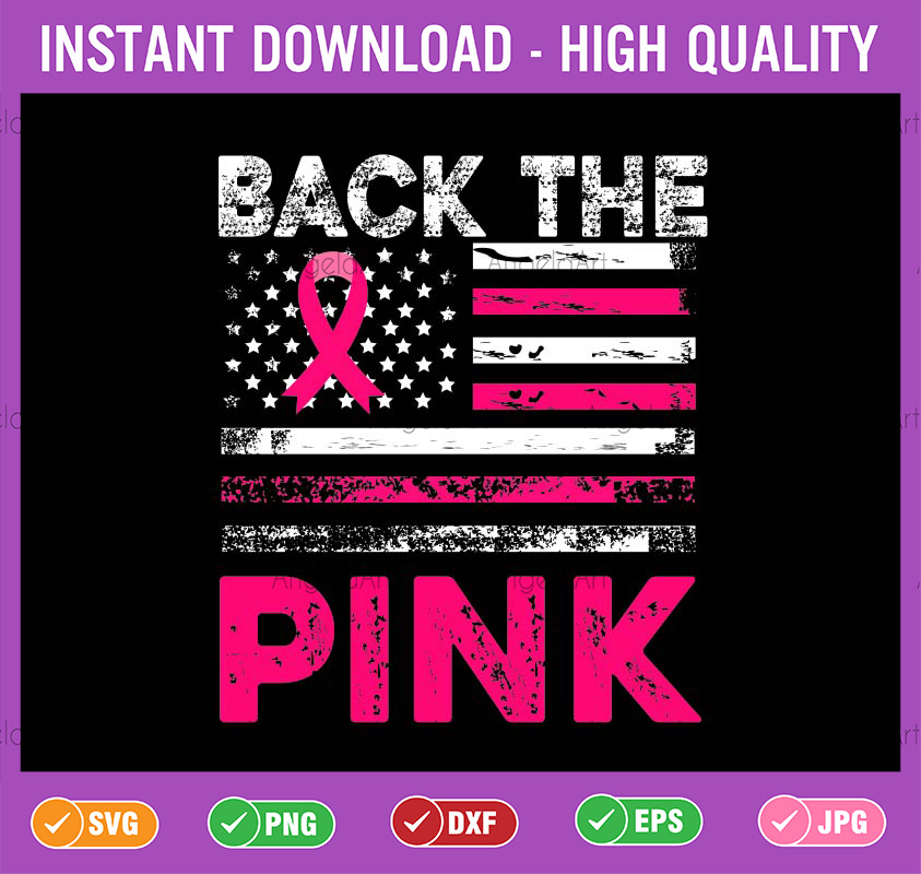 Back The Pink Ribbon Flag Svg, Breast Cancer Warrior Svg, Ca | Inspire ...