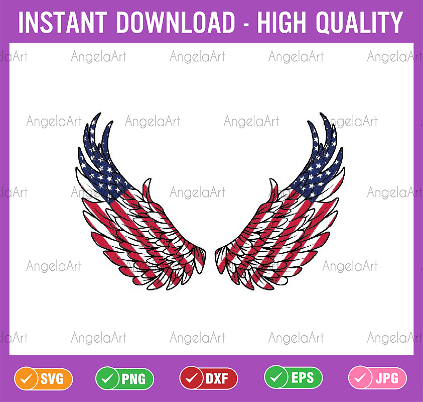 American Flag Angel Wings Svg, Patriotic Wing Svg, Independe | Inspire ...