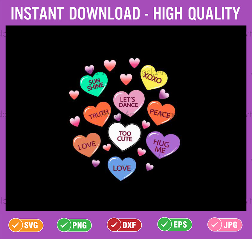 Valentines Day Candy Heart Png, Classic Candy Hearts Png, Va | Inspire ...