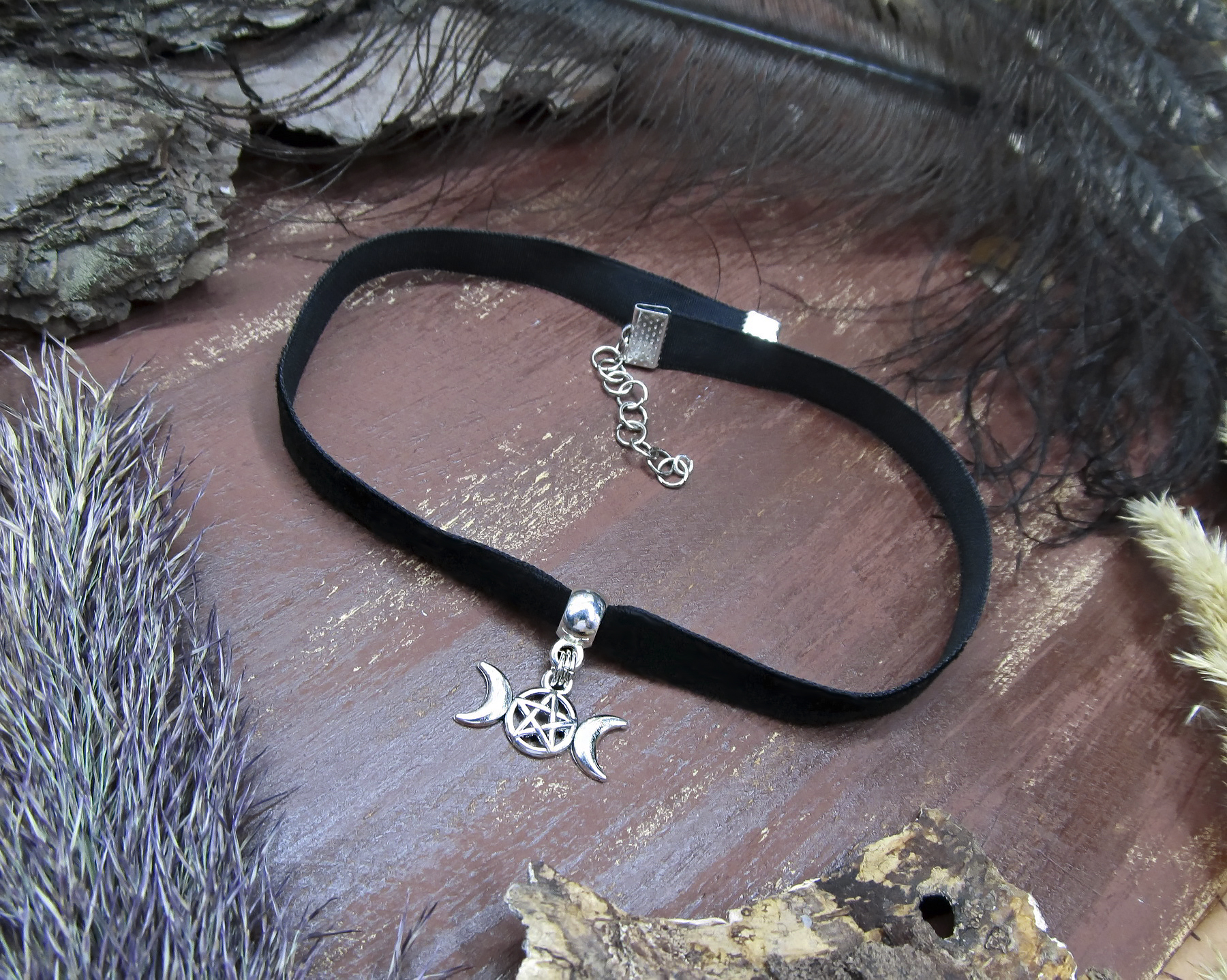 Pentagram choker necklace Pentacle choker Witch black choker | Inspire Uplift