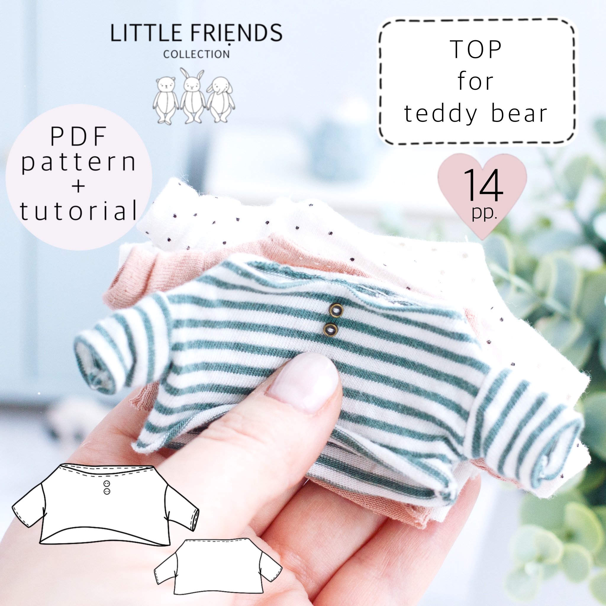 Top sewing pattern for teddy bear, doll clothes pattern, toy | Inspire ...