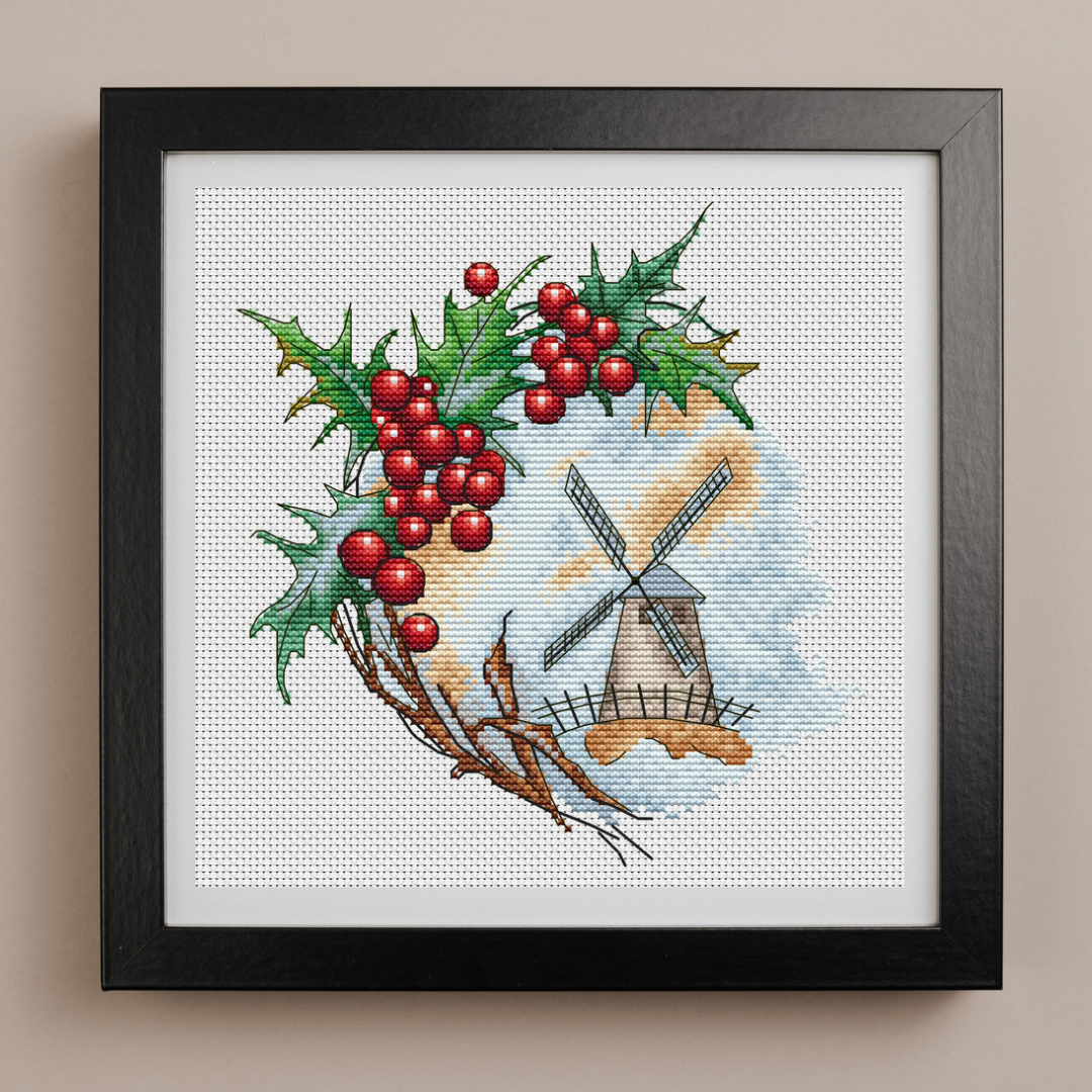 Mill cross stitch pattern PDF, Landscape cross stitch, Winte - Inspire ...