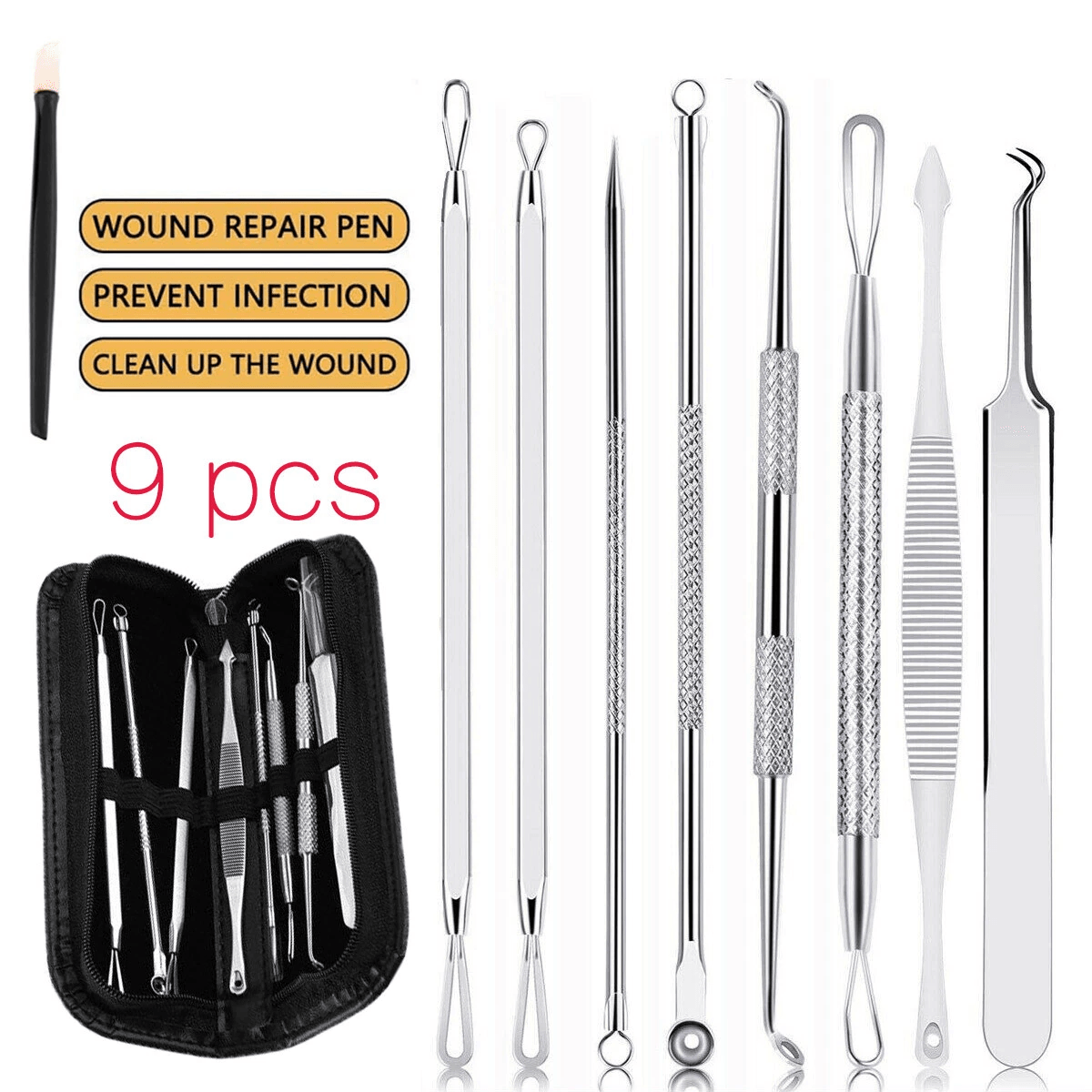 Pimple Remover Tool Kit 9PCS with Case – HOT | Inspire Uplift
