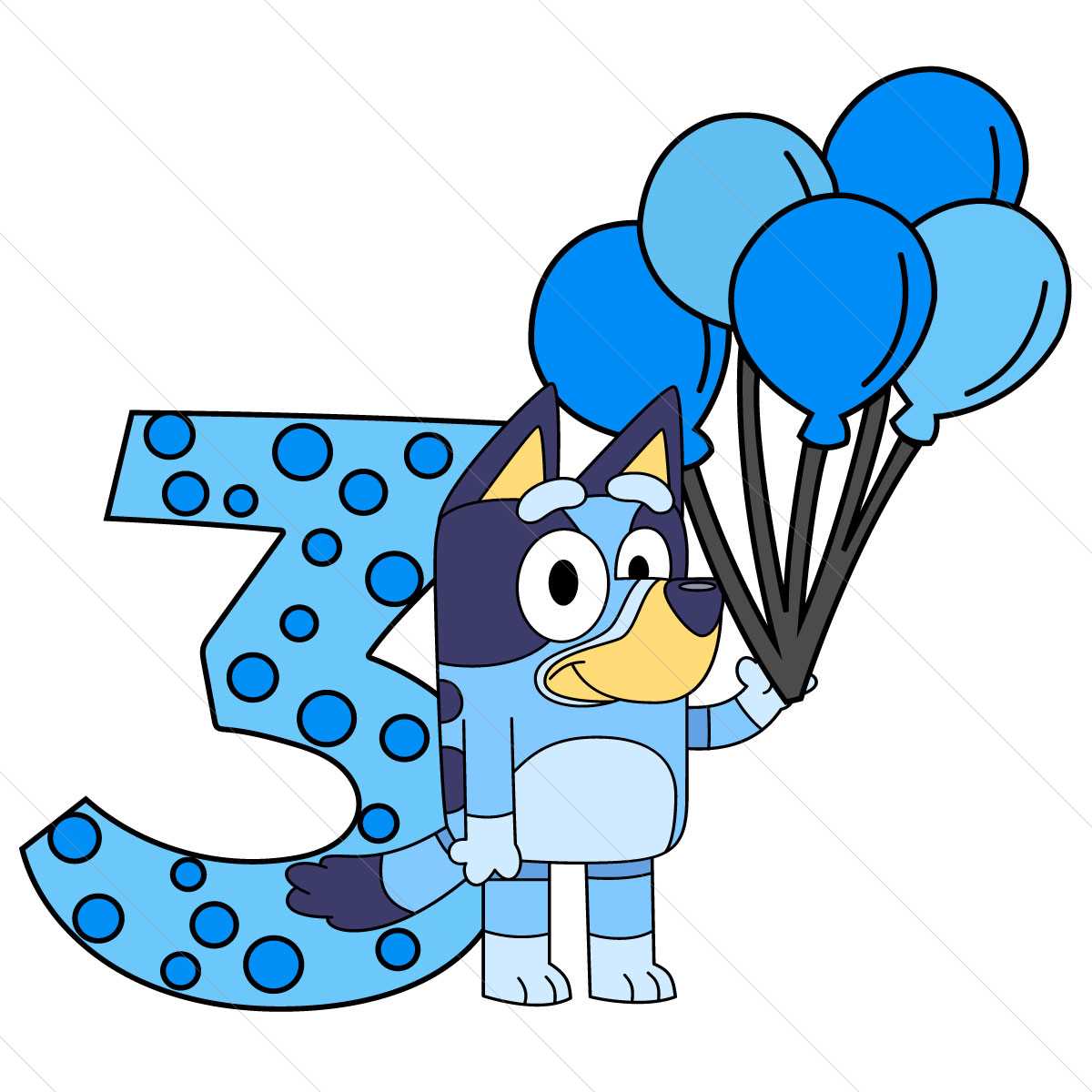 Happy Birthday 3rd Bluey Svg, Dog Cartoon Svg, Birthday Svg | Inspire ...