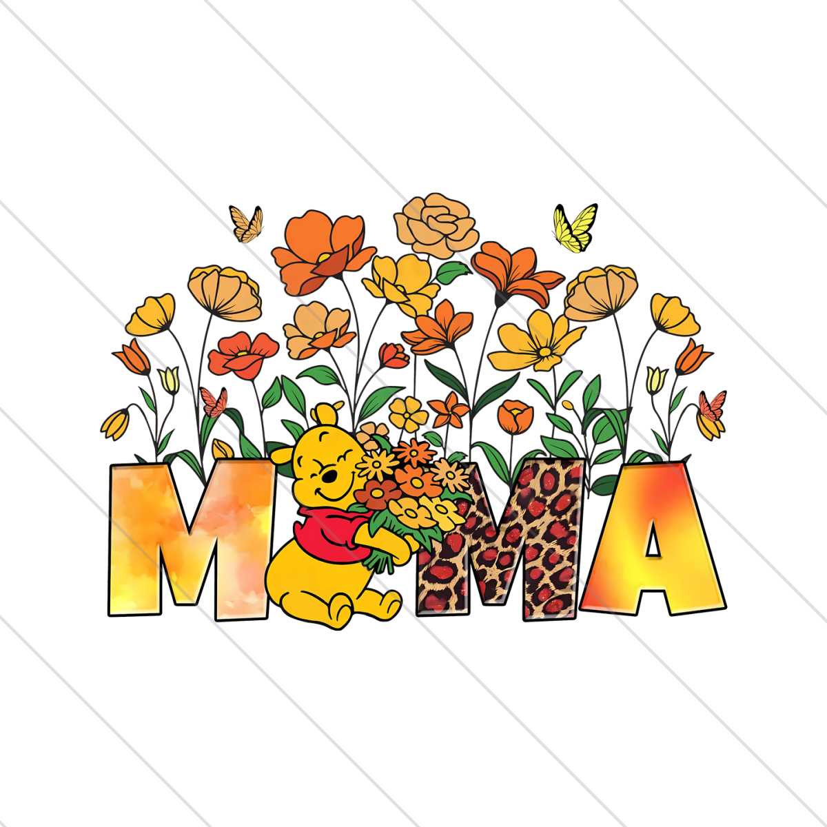 Floral Mama Winnie The Pooh PNG | Inspire Uplift