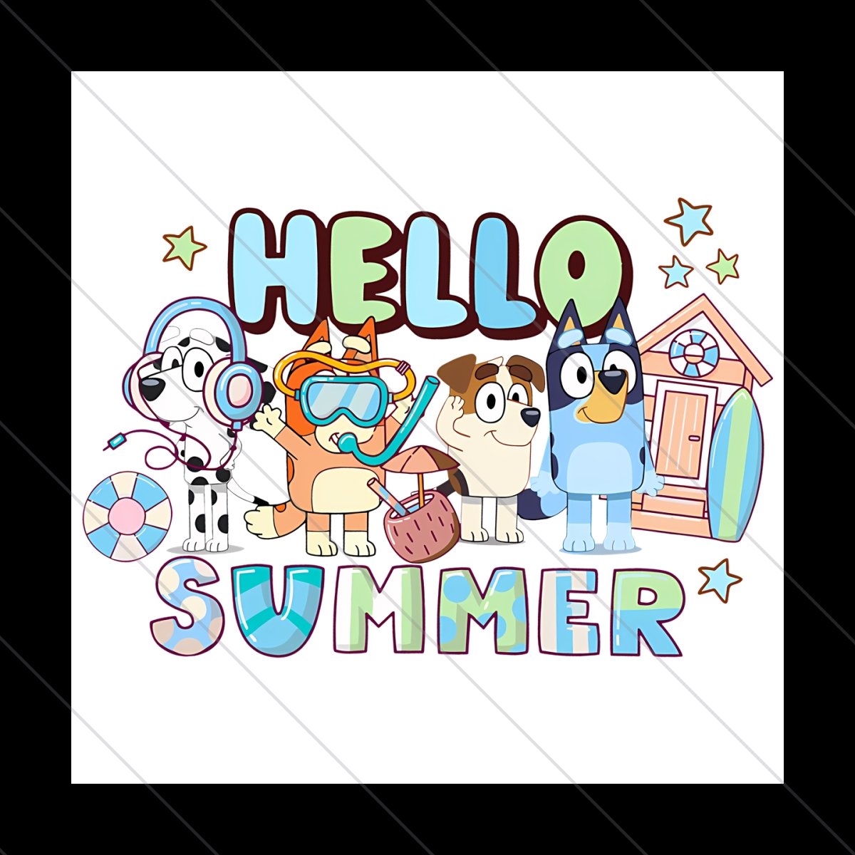 Hello Summer Bluey Friends PNG File Digital - Inspire Uplift