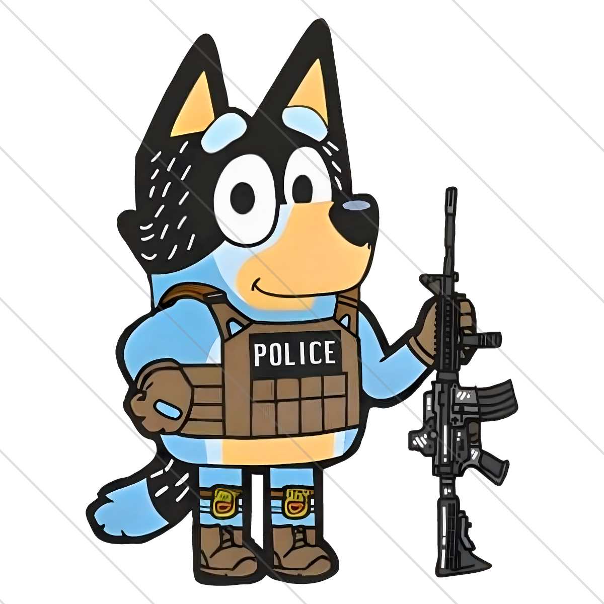 Funny Bluey Police Officer PNG File Digital | Inspire Uplift