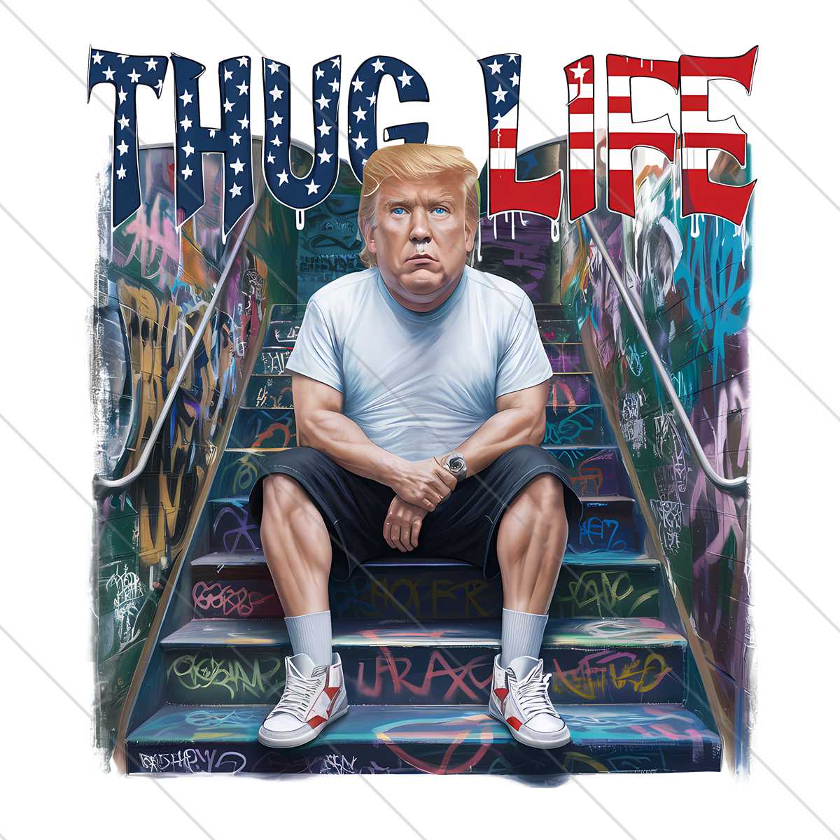 Caricatured Meme Thug Life Donald Trump PNG File Digital | Inspire Uplift