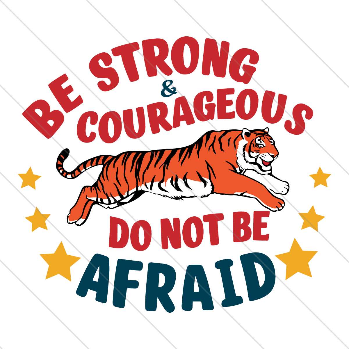 Be Strong And Courageous Tiger Quote SVG File Digital | Inspire Uplift