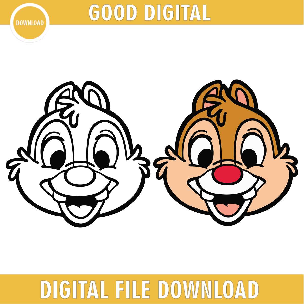 Dale Chipmunk Head Face Smiling Chip n Dale 1 Color and LAYE | Inspire ...