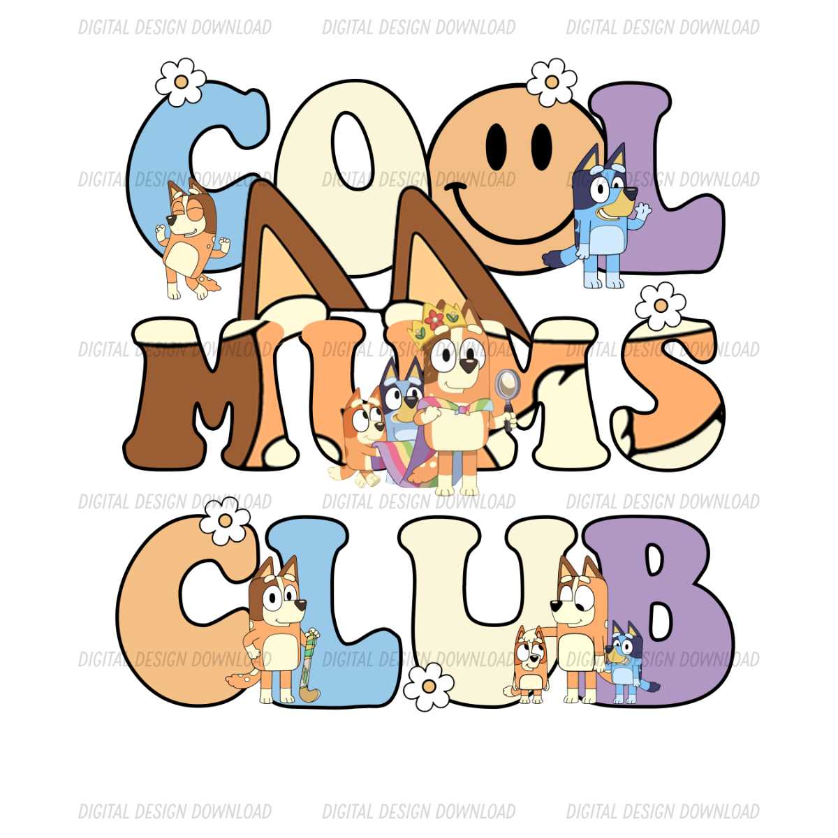 Floral Cool Mums Club Bluey Design Png | Inspire Uplift
