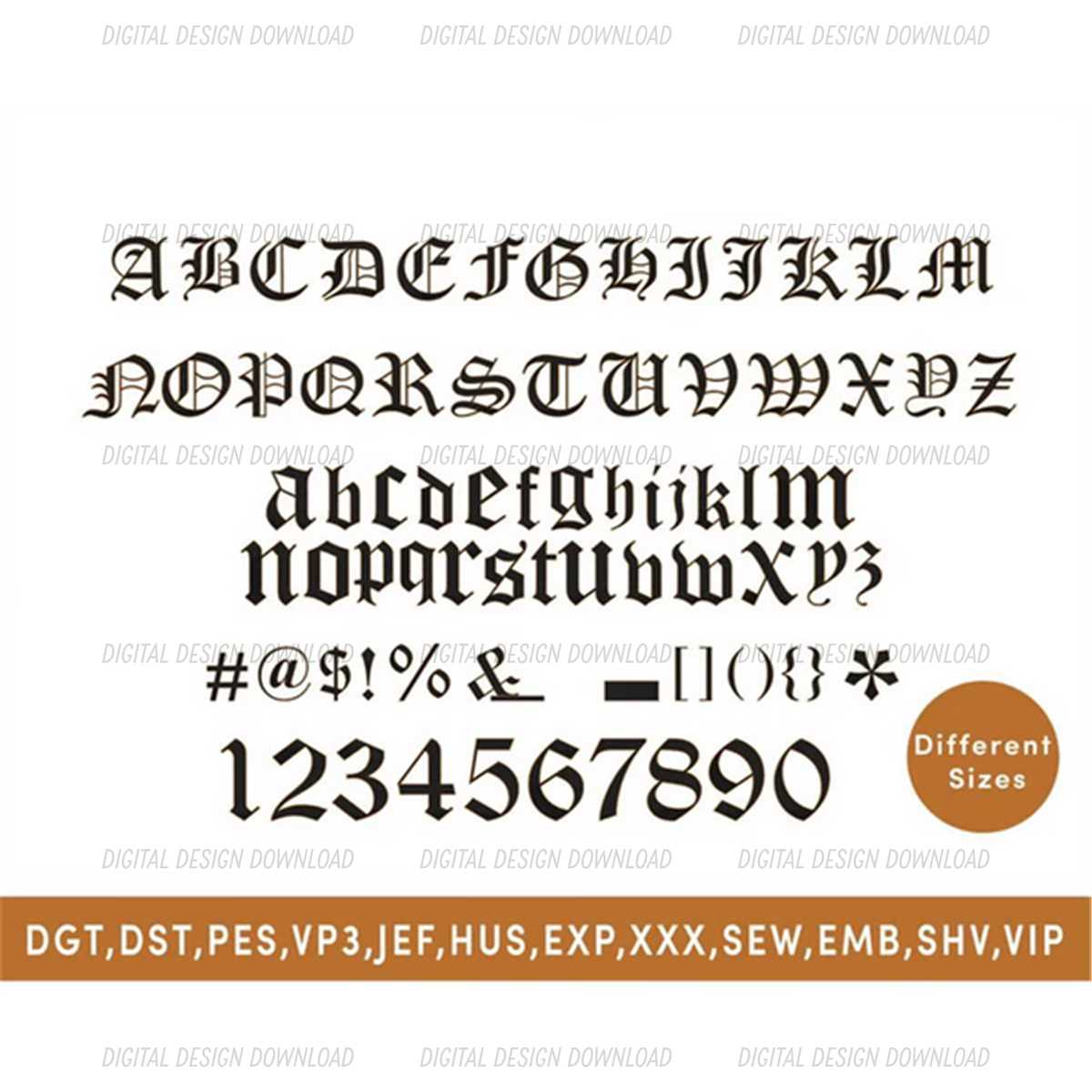 Old English Gothic Embroidery Font, Alphabet Machine Embroid | Inspire ...