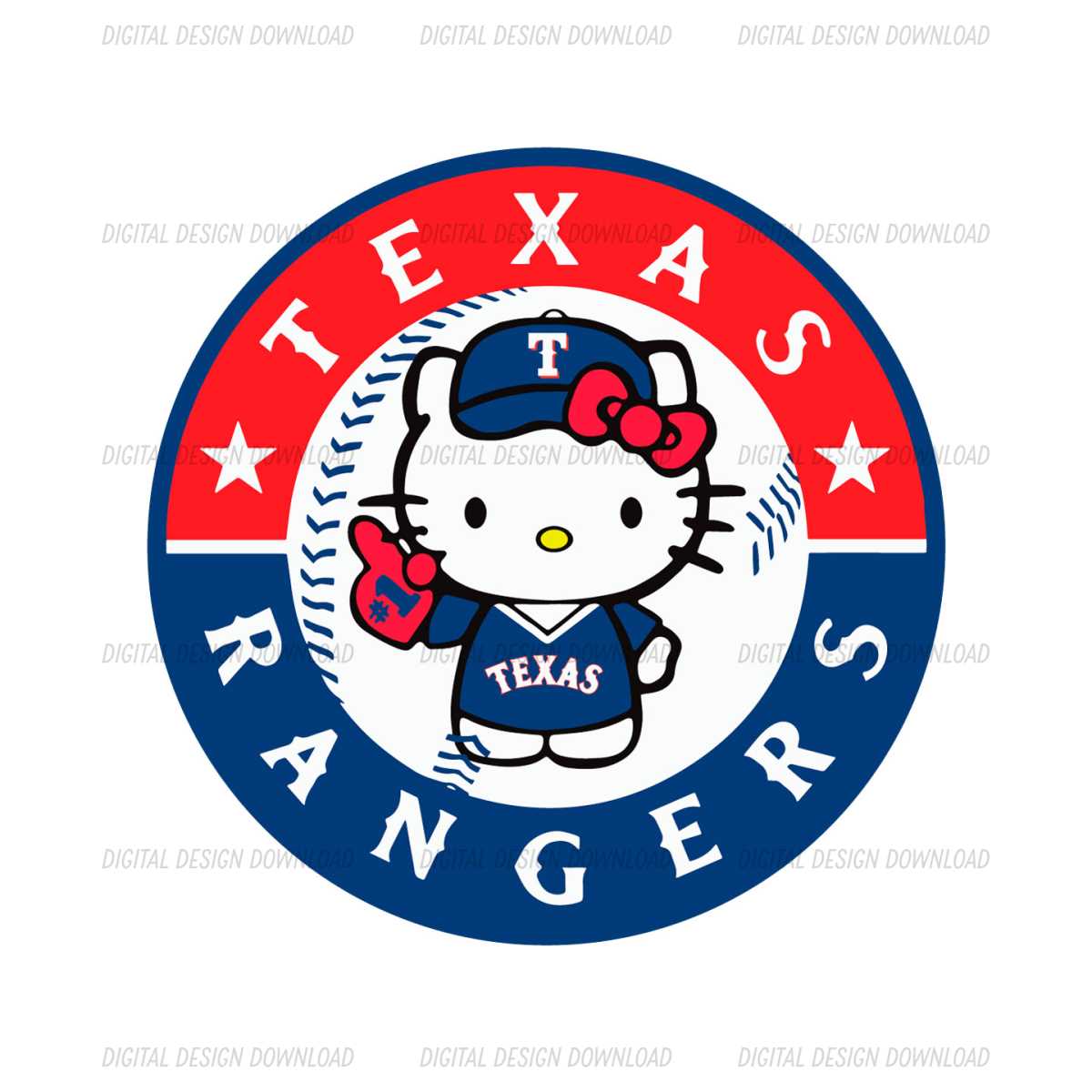 Texas Rangers Hello Kitty Svg Baseball File Download | Inspire Uplift