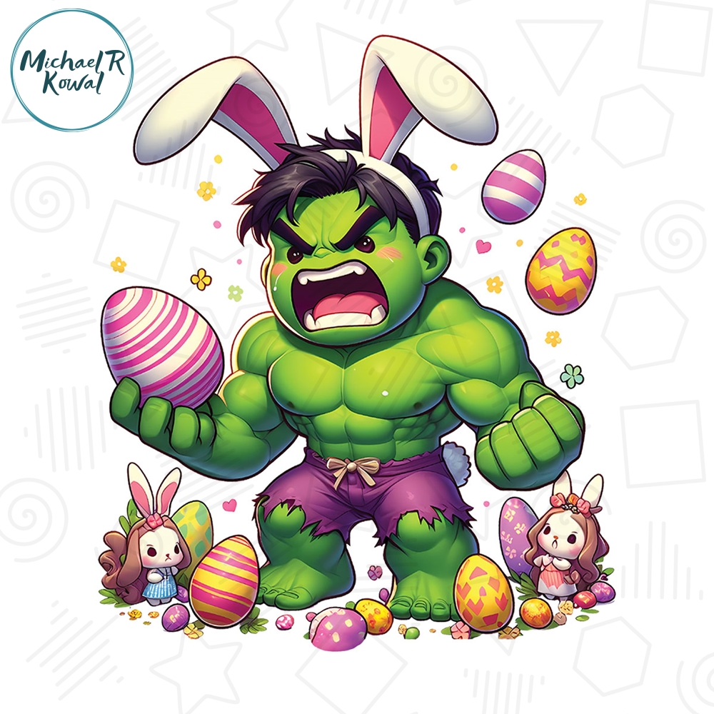 Angry Chibi Hulk Bunny Happy Easter PNG | Inspire Uplift