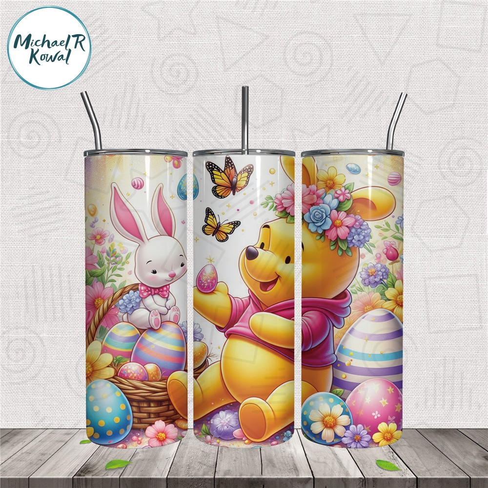 Pooh and Piglet Happy Easter Tumbler Wrap PNG | Inspire Uplift