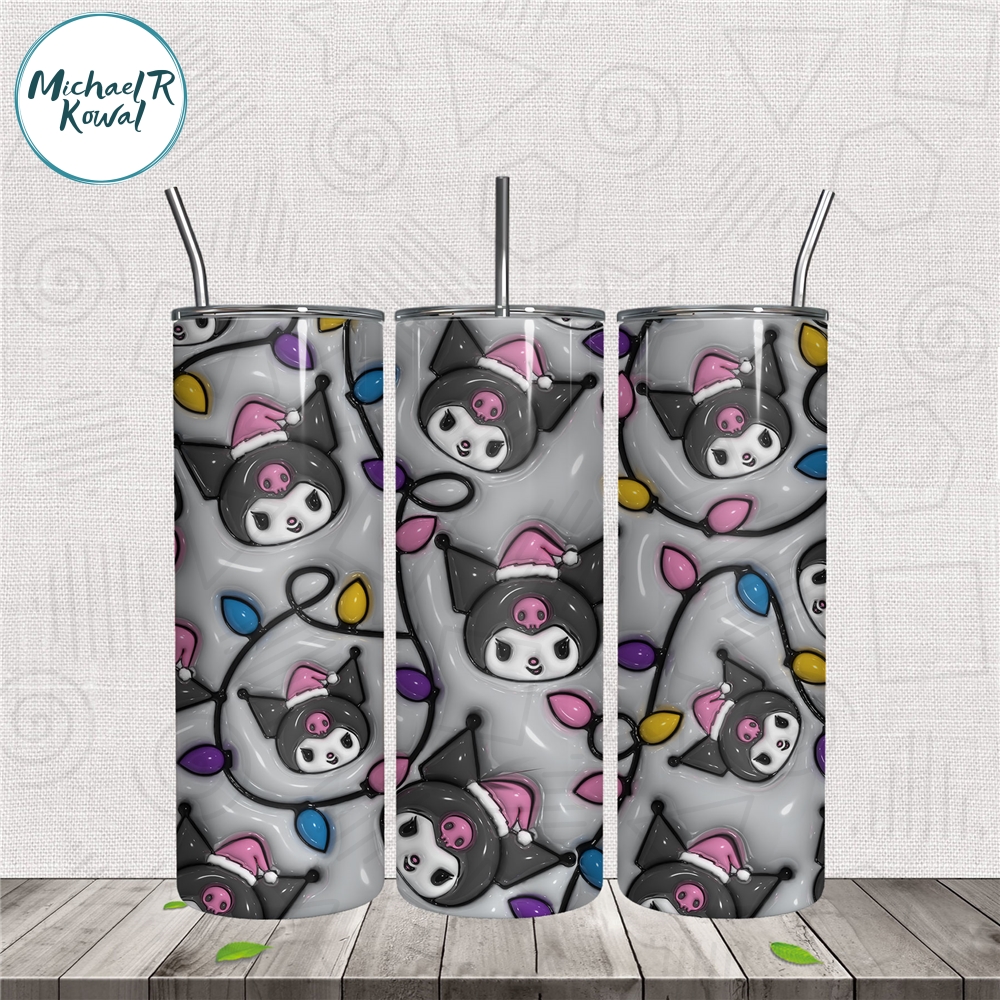 Kuromi Christmas Light 3D Inflated Tumbler Wrap PNG | Inspire Uplift