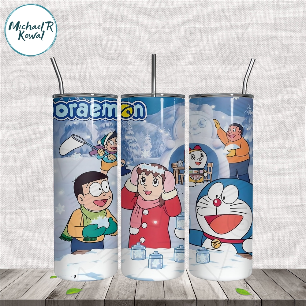 Doraemon With Friends Under The Snow Tumbler PNG | Inspire Uplift