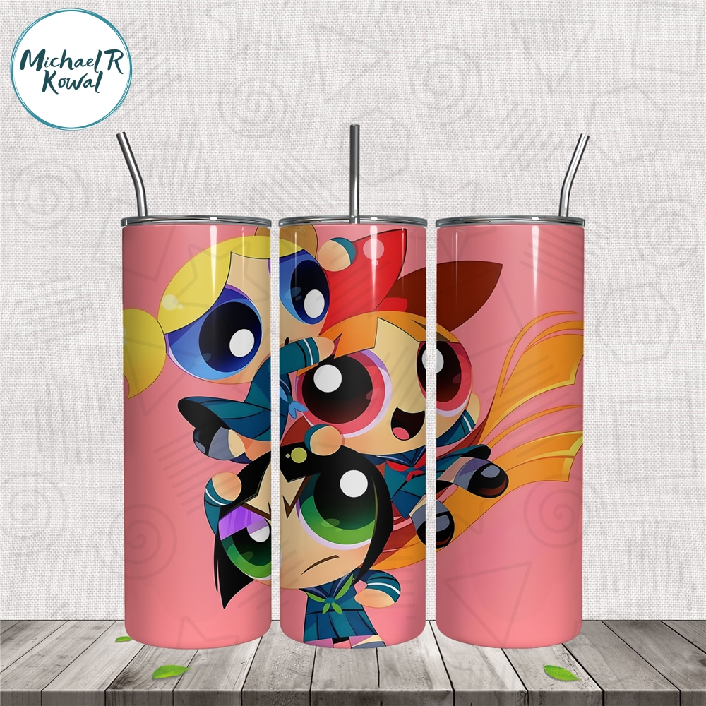 Powerpuff Girls Design 20oz Skinny Tumbler PNG | Inspire Uplift