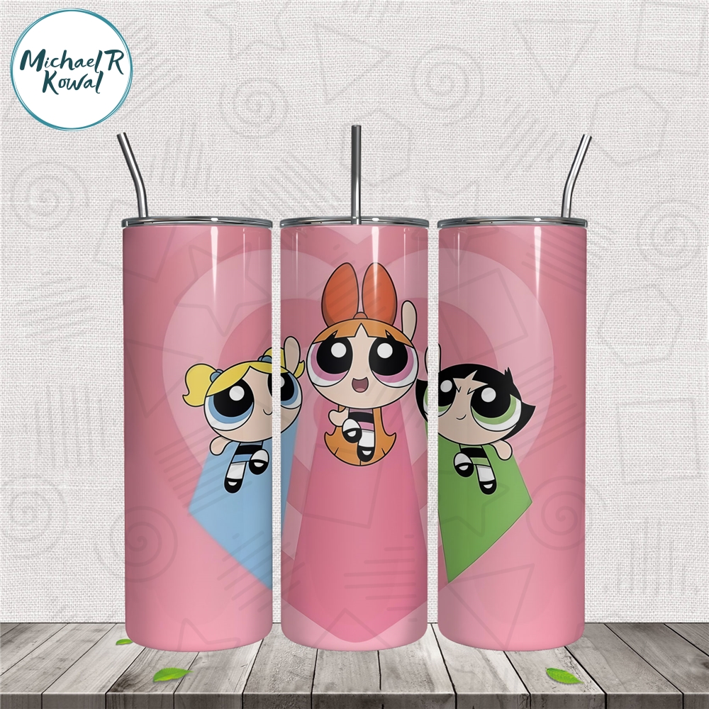 The Powerpuffs Girls Pink Skinny Tumbler 20oz PNG | Inspire Uplift