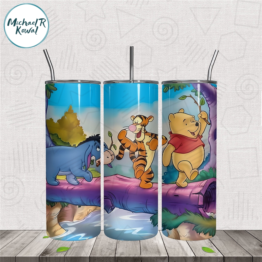 Pooh Walk On The Tree Bridge With Friends 20oz Tumbler PNG | Inspire Uplift
