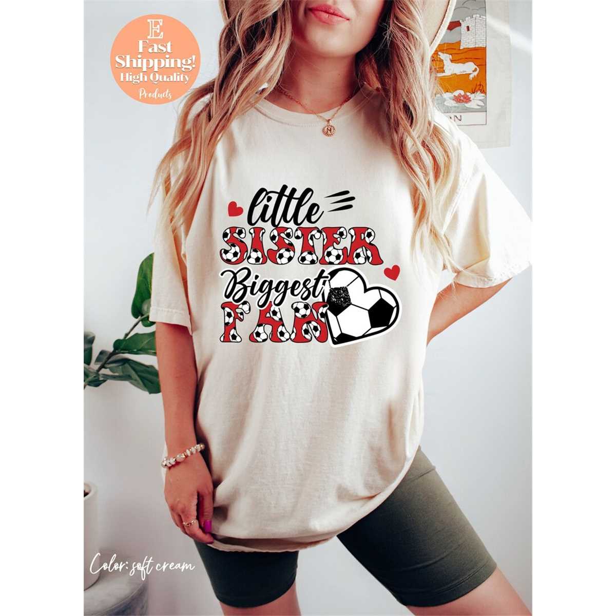 Little Sister Biggest Fan Soccer Shirt Soccer Fan Shirt Soft - Inspire ...