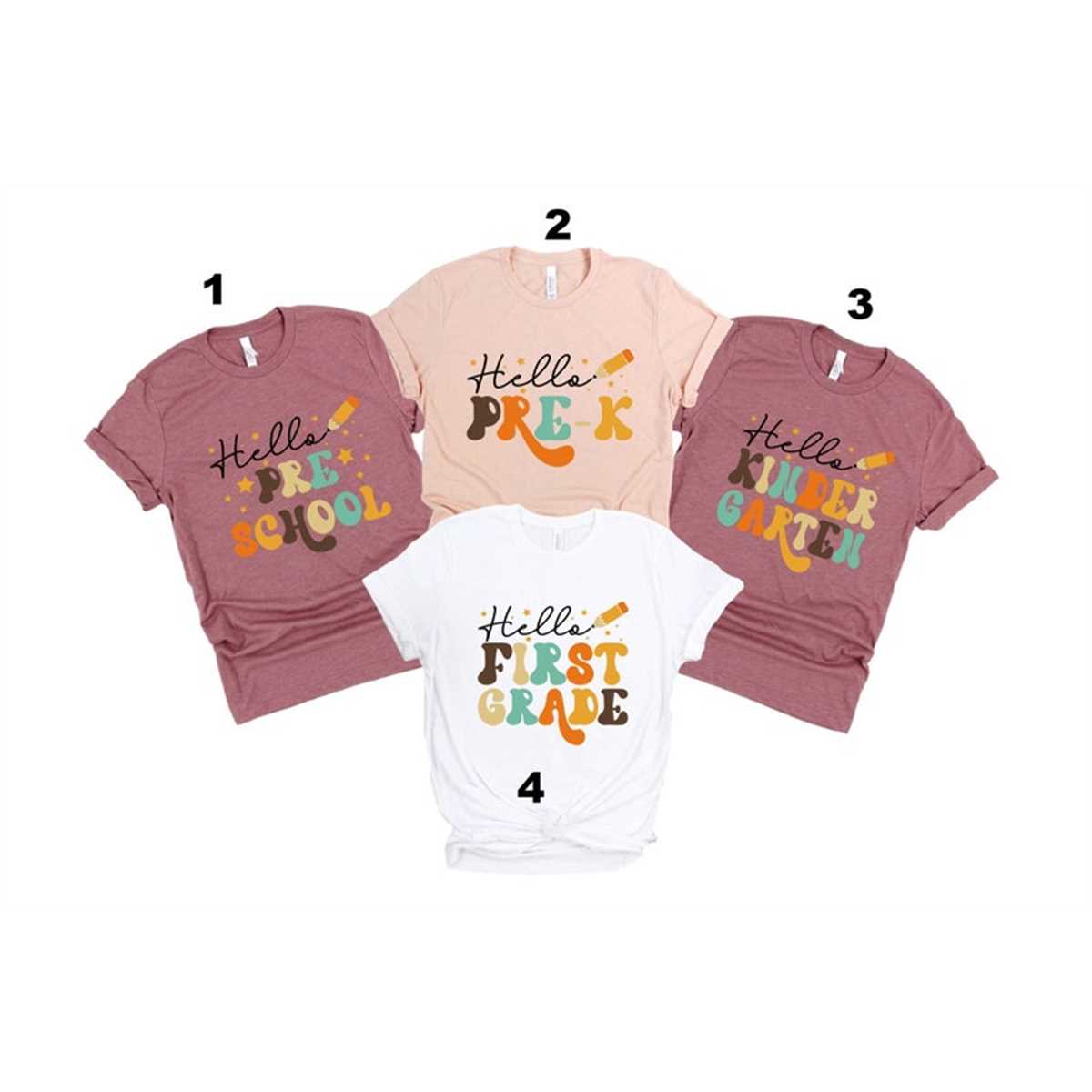 Retro Hello Grades T Shirts Return To School Shirt Back To | Inspire Uplift