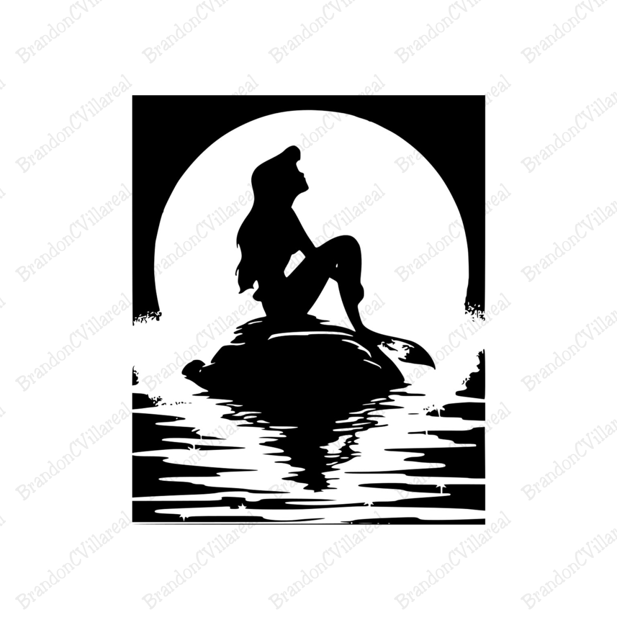 Princess Ariel Sitting Under The Sunset SVG, The Little Merm | Inspire ...