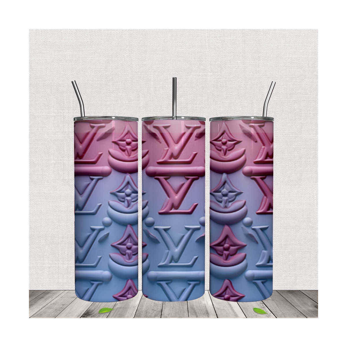 Louis Vuitton Design 3D Puff Logo Tumbler Wrap PNG | Inspire Uplift