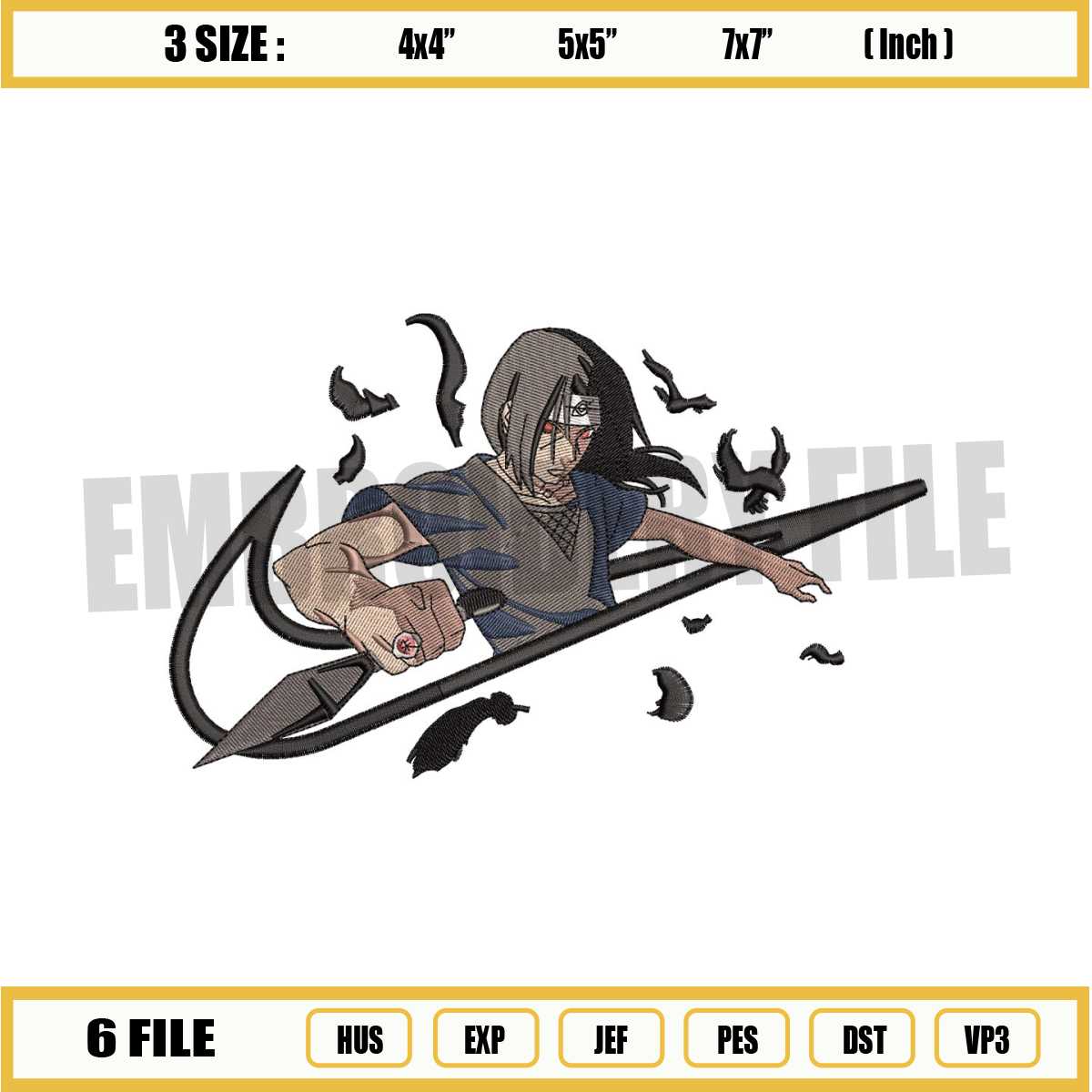 Itachi Uchiha Embroidery Design Png - Inspire Uplift