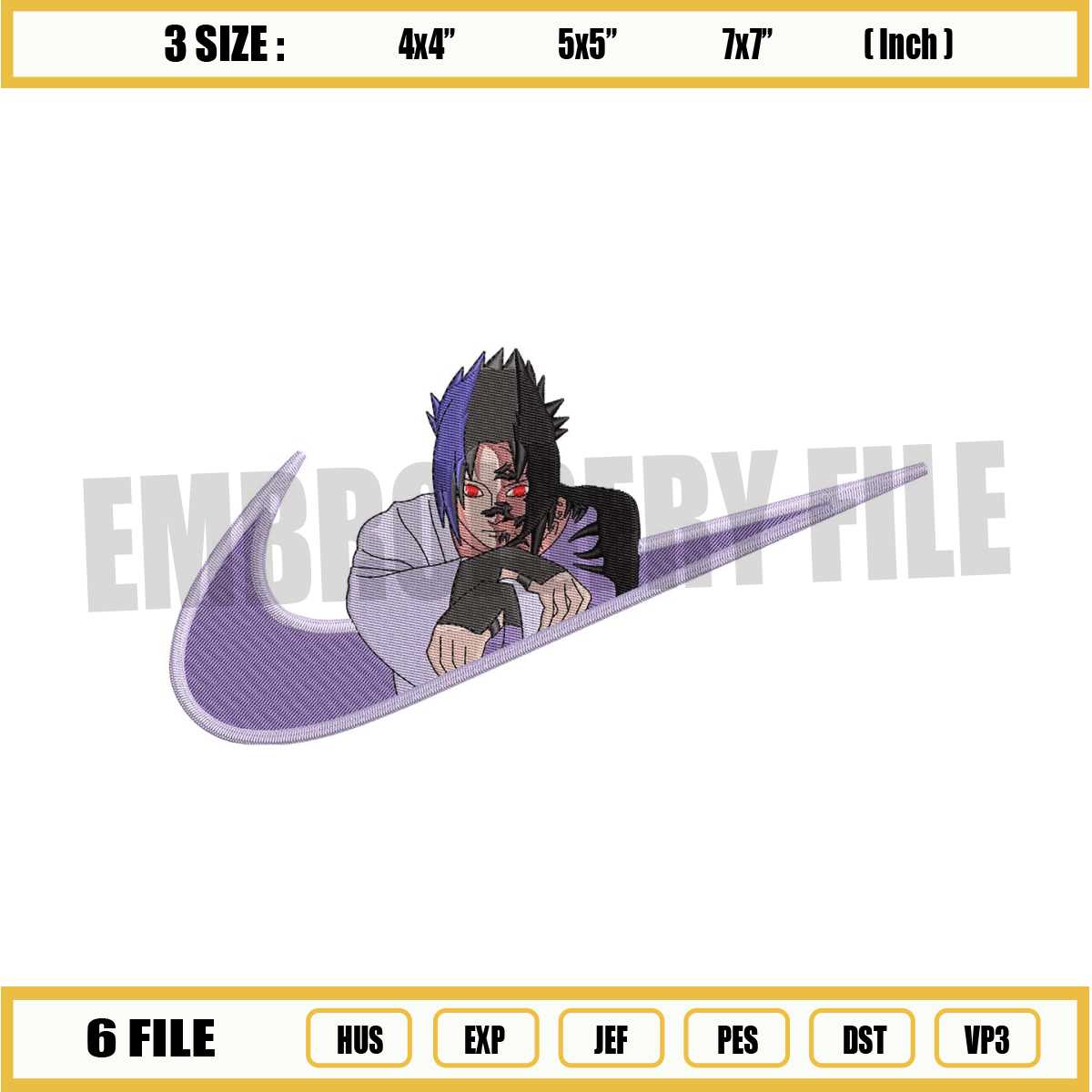 Uchiha Sasuke Embroidery Design Png | Inspire Uplift