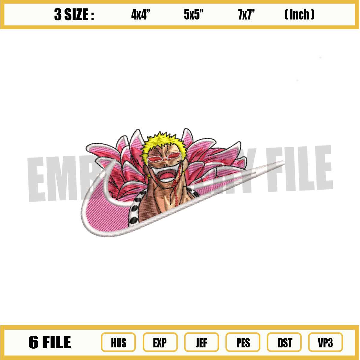 Anime Swoosh Doflamingo Embroidery Design Png | Inspire Uplift