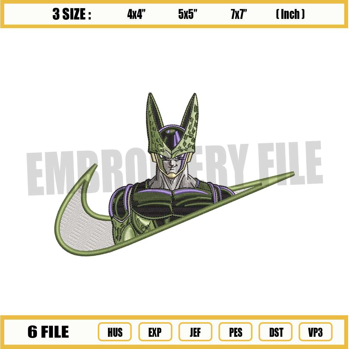 Dragon Ball Z Perfect Cell Embroidery File Png | Inspire Uplift