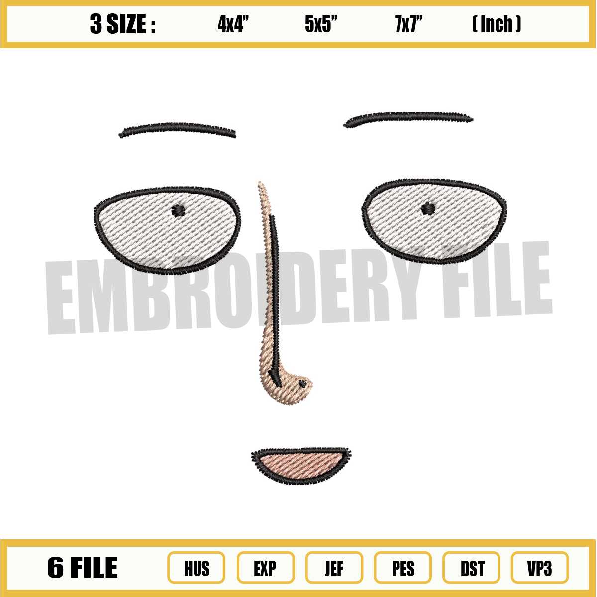 Saitama One Punch Man Face Embroidery File | Inspire Uplift
