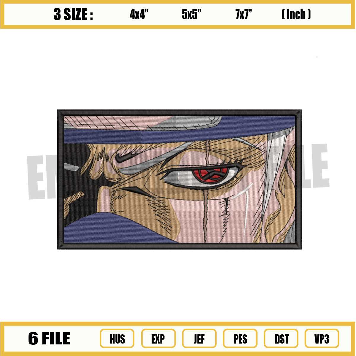 Anime Embroidery Pattern Kakashi Face Closeup | Inspire Uplift