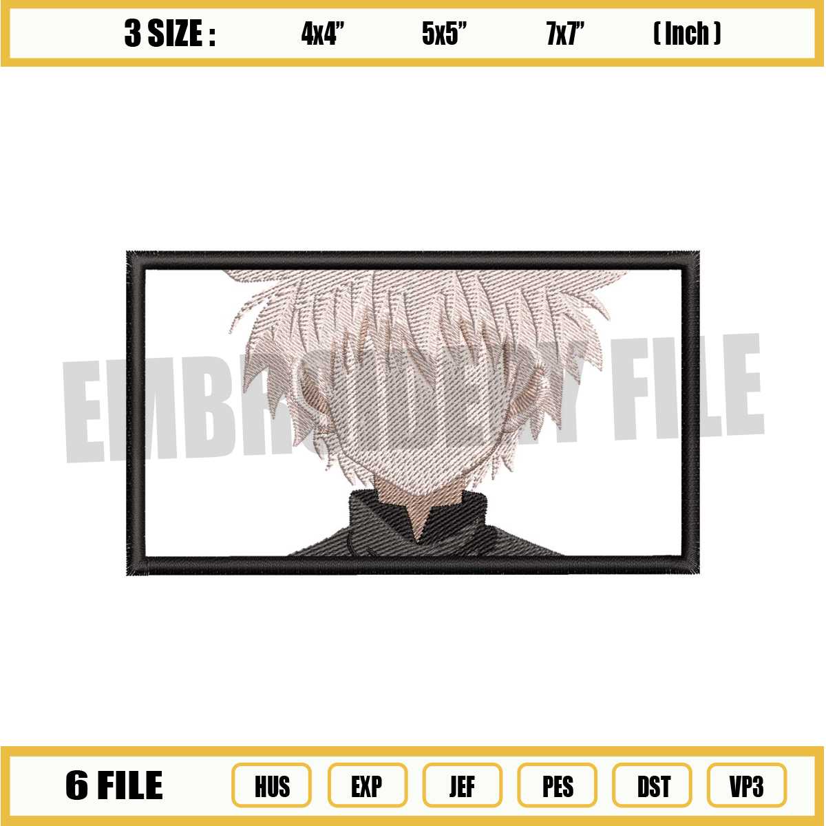 Zoldyck Killua Face Rectangle Anime Embroidery File png | Inspire Uplift